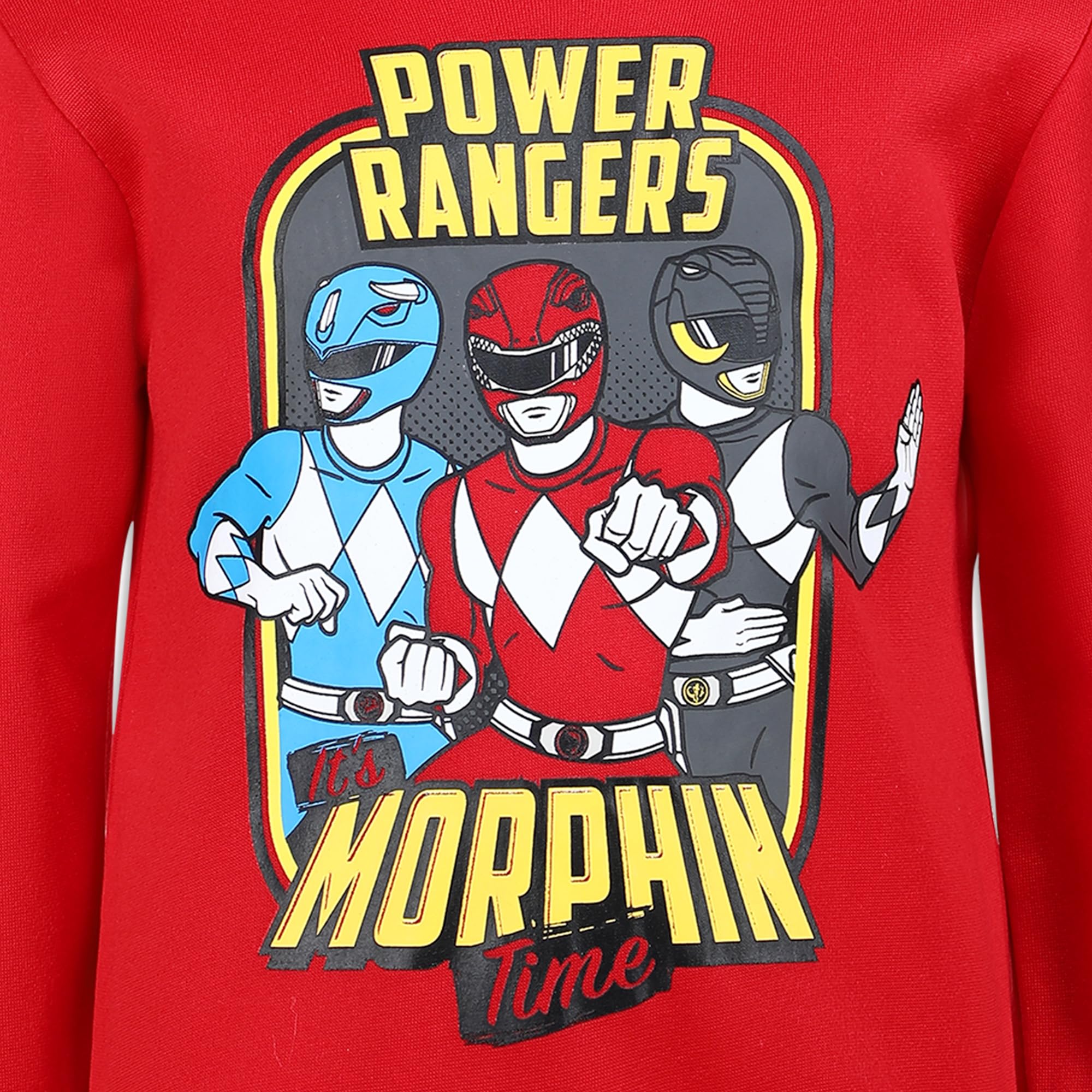 Power Rangers Morphin Red Ranger, Blue Ranger, and Grey Ranger Boys Pullover Sweatshirt and Pants Set for Little Kids – Red