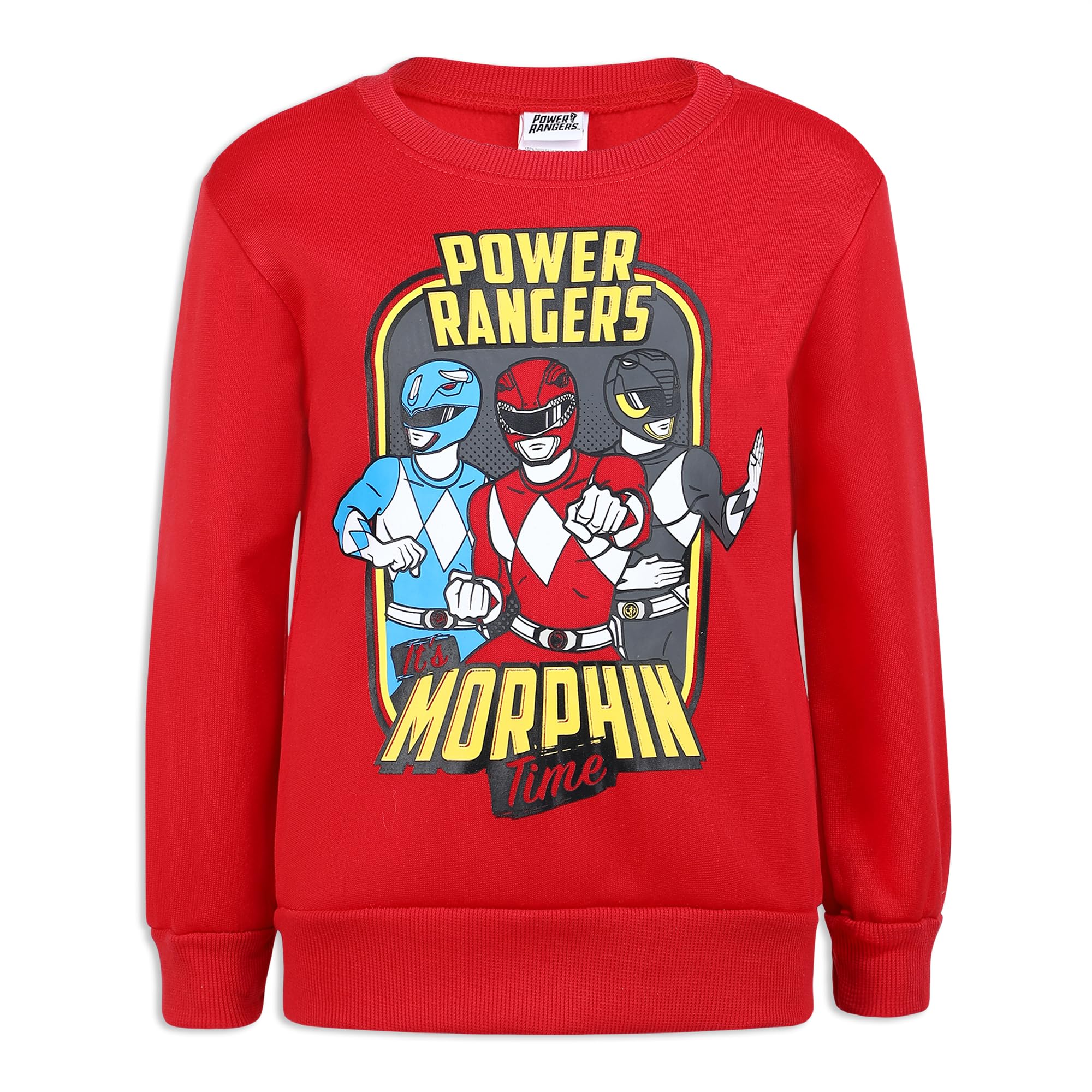 Power Rangers Morphin Red Ranger, Blue Ranger, and Grey Ranger Boys Pullover Sweatshirt and Pants Set for Little Kids – Red