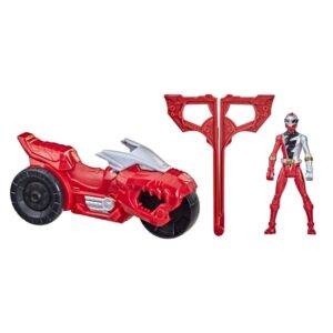 power rangers dino fury rip n go t-rex battle rider and dino fury red ranger 6-inch-scale vehicle and action figure, toys kids 4 and up