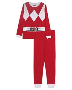 power rangers boys’ red ranger 2-piece snug-fit cotton pajamas set, red power, 4