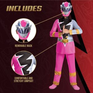 Pink Power Ranger Costume for Girls, Official Dino Fury Power Ranger Suit with Mask, Kids Size Small (4-6x)