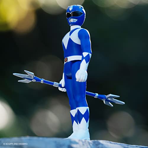 Super7 Mighty Morphin Power Rangers Blue Ranger - 3.75" Power Rangers Action Figure with Accessories Classic TV Show Collectibles and Retro Toys