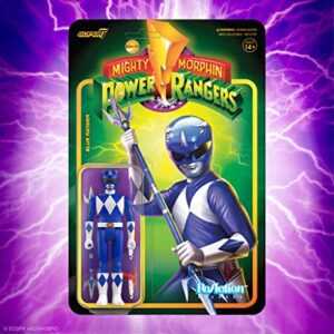 Super7 Mighty Morphin Power Rangers Blue Ranger - 3.75" Power Rangers Action Figure with Accessories Classic TV Show Collectibles and Retro Toys