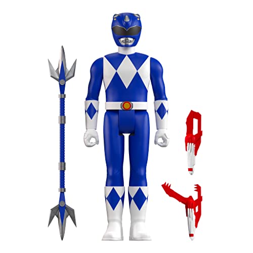 Super7 Mighty Morphin Power Rangers Blue Ranger - 3.75" Power Rangers Action Figure with Accessories Classic TV Show Collectibles and Retro Toys