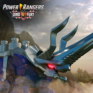 Power Rangers Dino Fury Blue Tricera Blade and Black Stego Spike Zord Toys for Kids Ages 4 and Up Zord Link Mix-and-Match Custom Build System