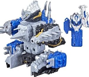 Power Rangers Dino Fury Blue Tricera Blade and Black Stego Spike Zord Toys for Kids Ages 4 and Up Zord Link Mix-and-Match Custom Build System