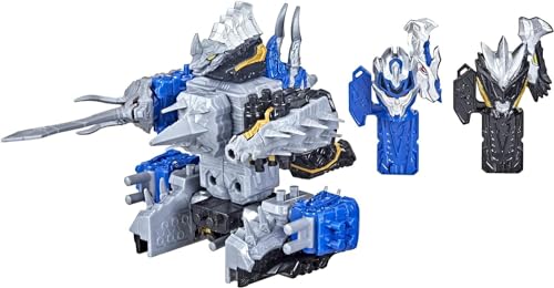 Power Rangers Dino Fury Blue Tricera Blade and Black Stego Spike Zord Toys for Kids Ages 4 and Up Zord Link Mix-and-Match Custom Build System