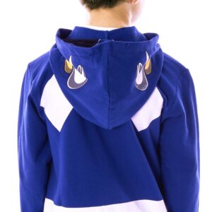 Power Rangers The Boys Blue Ranger Triceratops Mesh Face Covering Full-Zip Costume Hoodie (MD)