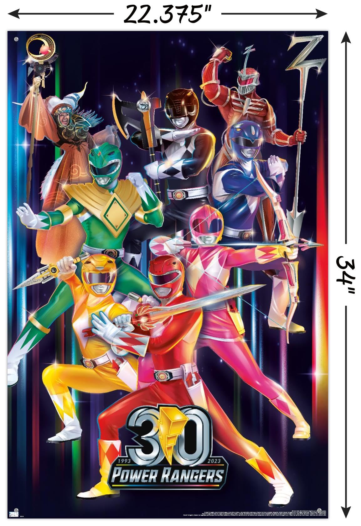 Power Rangers - 30th Group Wall Poster with Push Pins