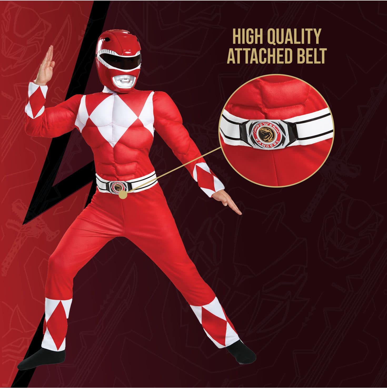 Disguise Red Ranger Classic Muscle Child Costume, Red, Size/(4-6)