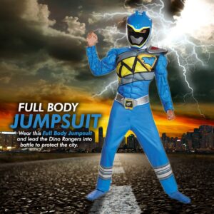 Blue Power Rangers Costume for Kids. Official Licensed Blue Ranger Dino Charge Classic Muscle Power Ranger Suit with Mask for Boys & Girls, Small (4-6)