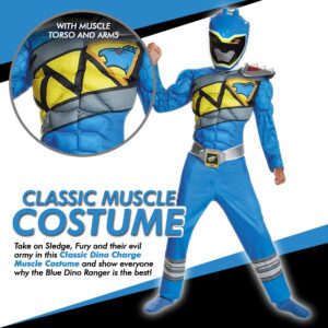 Blue Power Rangers Costume for Kids. Official Licensed Blue Ranger Dino Charge Classic Muscle Power Ranger Suit with Mask for Boys & Girls, Small (4-6)