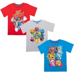 power rangers toddler boys 3 pack graphic t-shirts blue/gray/red 4t