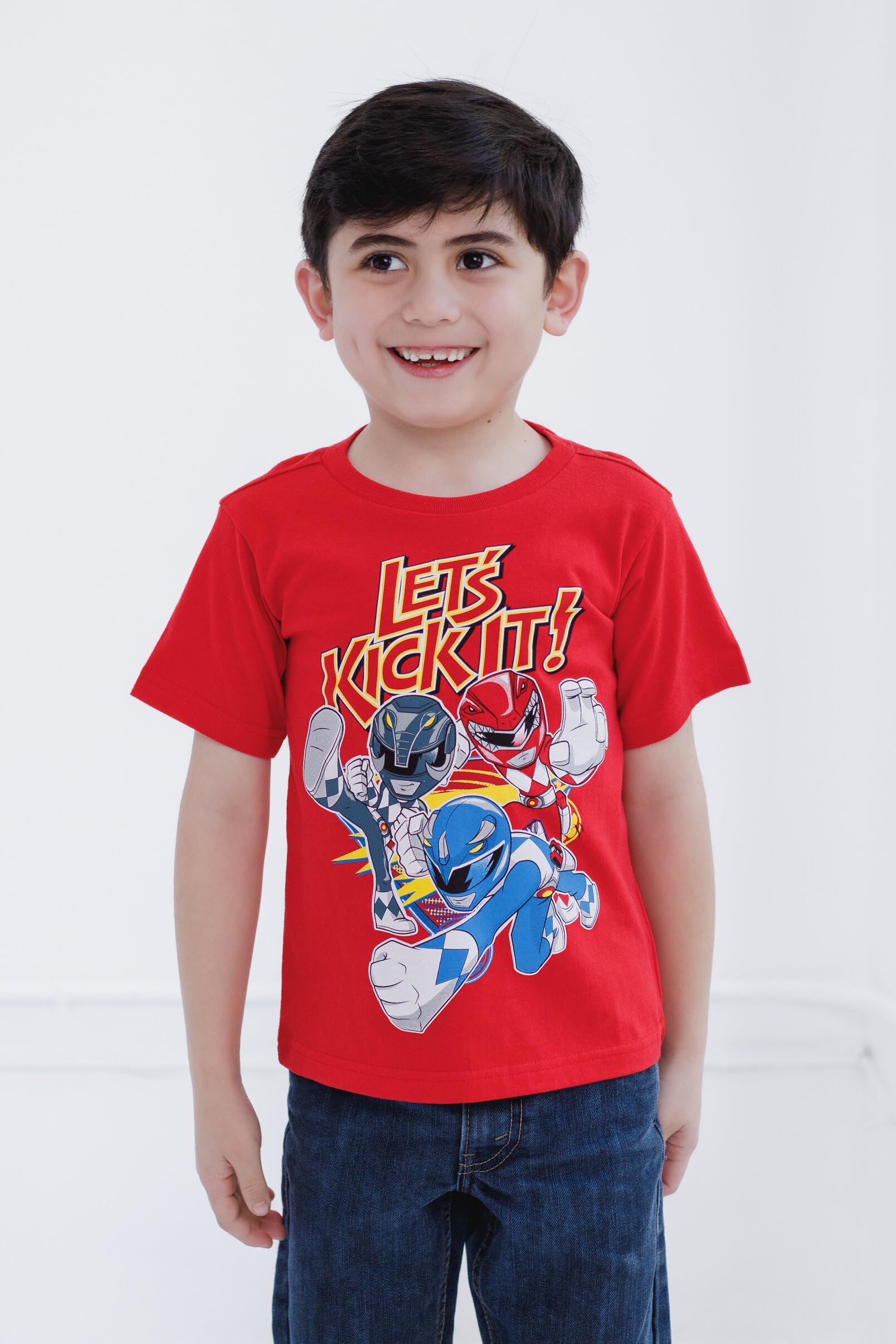 Power Rangers Toddler Boys 3 Pack Graphic T-Shirts Blue/Gray/Red 4T