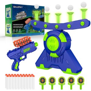 shooting games toy gift for age 5, 6, 7, 8, 9, 10+ years old kids, glow in the dark boy toy floating ball targets with foam dart toy blaster, 10 balls 5 targets