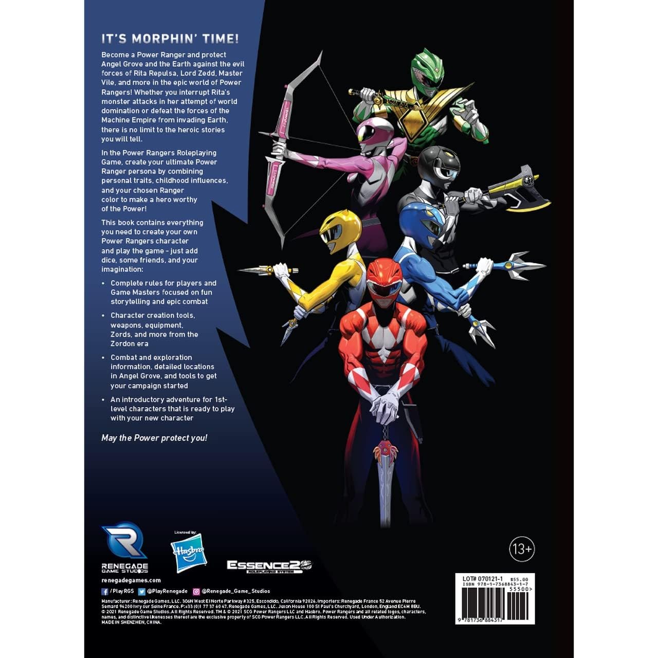 Renegade Game Studios Power Rangers Roleplaying Game Core Rulebook, Hardcover Full Color 260 Pages Ages 14+