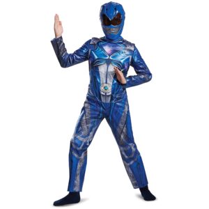 disguise blue power rangers costume for kids. official licensed blue ranger classic movie power ranger suit with mask for boys & girls