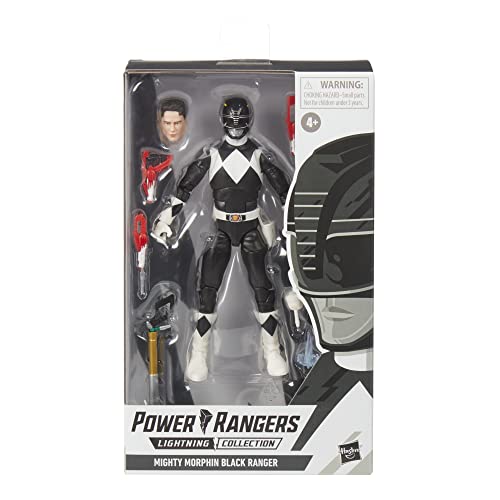 Power Rangers Lightning Collection Mighty Morphin Black Ranger 6-Inch Premium Collectible Action Figure Toy with Accessories