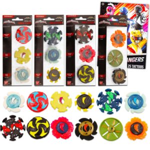 beach kids power rangers ninja steel birthday party favors - bundle with 12 power rangers toy ninja stars with power rangers tattoos | power rangers party supplies goodie bag fillers