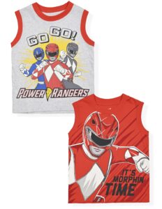 power rangers’ boys’ 2 pack tank tops for little kids – grey/red