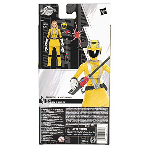 Power Rangers Lightning Collection RPM Yellow Ranger 6-Inch Premium Collectible Action Figure Toy with Accessories, Kids Ages 4 and Up