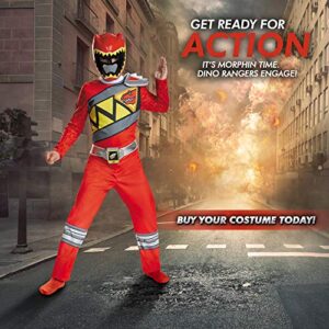 Red Power Rangers Costume for Kids. Official Licensed Red Ranger Dino Charge Classic Power Ranger Suit with Mask for Boys & Girls, Large (10-12)