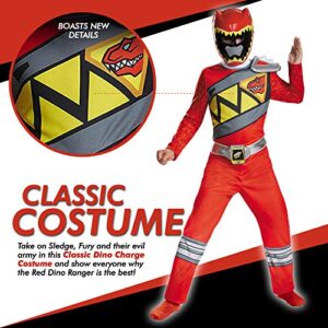 Red Power Rangers Costume for Kids. Official Licensed Red Ranger Dino Charge Classic Power Ranger Suit with Mask for Boys & Girls, Large (10-12)