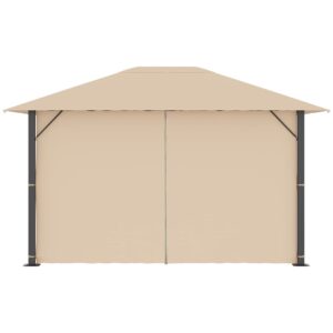 Outsunny 10' x 13' Patio Gazebo Aluminum Frame Outdoor Canopy Shelter with Sidewalls, Vented Roof for Garden, Lawn, Backyard, and Deck, Brown