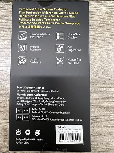 UNBREAKcable Screen Protector for iPhone 11/ iPhone XR 2 Pack, [Easy Installation Frame] [Anti-Scratch] [Anti-Fingerprint] [Bubble Free] Double Defense Premium Tempered Glass for iPhone 11/ XR 6.1"