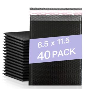 fib-utopia black #2 poly bubble mailers 8.5 x 11 40 pack, strong adhesion self sealing padded shipping mailing envelopes bulk