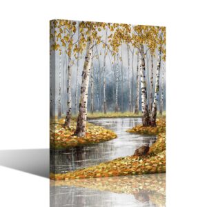 hkdgoka wall art for bedroom - rustic forest landscape pictures canvas wall decor - beautiful piece paintings ready to hang for bathroom living room kitchen home decor 11x15 inch