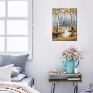 HKDGOKA Wall Art for Bedroom - Rustic Forest Landscape Pictures Canvas Wall Decor - Beautiful Piece Paintings Ready to Hang for Bathroom Living Room Kitchen Home Decor 11x15 Inch