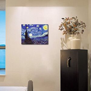 Wieco Art Starry Night Canvas Print of Van Gogh Oil Paintings Reproduction Modern Canvas Print Artwork Abstract Landscape Pictures Printed on Canvas Wall Art for Home Office Decorations