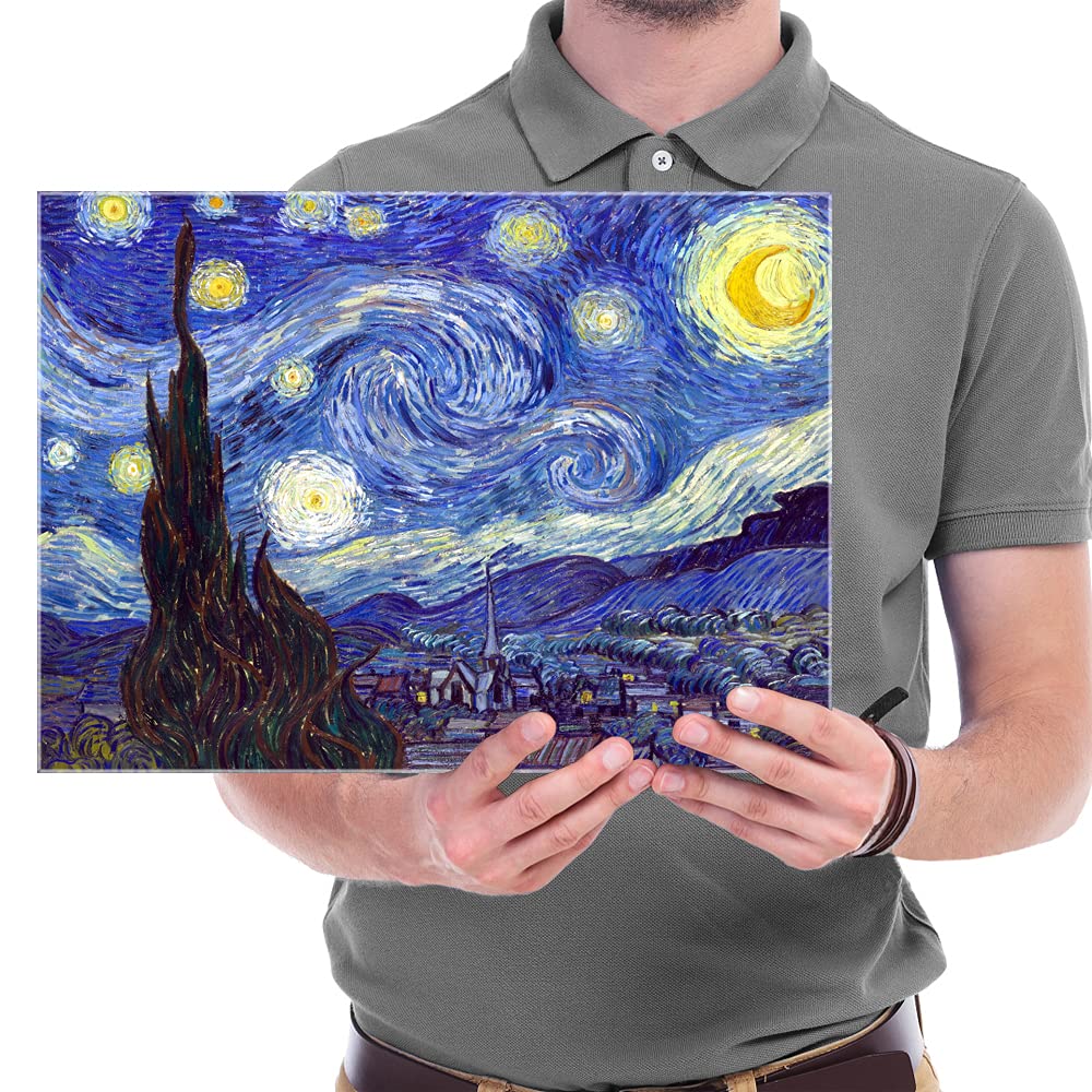 Wieco Art Starry Night Canvas Print of Van Gogh Oil Paintings Reproduction Modern Canvas Print Artwork Abstract Landscape Pictures Printed on Canvas Wall Art for Home Office Decorations