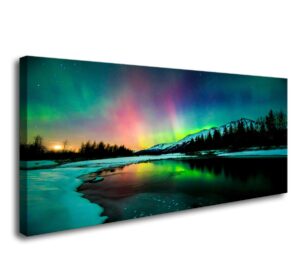 s01950 wall art aurora scenery painting on canvas stretched and framed canvas paintings ready to hang for home decorations wall decor