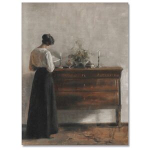 uoyien vintage danish canvas wall art famous artwork woman reading portrait oil painting dark academia aesthetic print 19th century antique poster retro gallery bedroom decor16x24in unframed