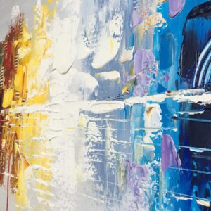 Hand Painted Cityscape Modern Oil Painting on Canvas Reflection Abstract Wall Art Decor (48 x 24 inch)