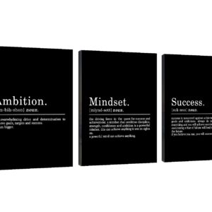 Inspirational Canvas Painting Wall Art -EPHANY ART,Mindset Quotes Prints, Success Framed Entrepreneur Poster Positive Quotes Wall Poster for Home Office Workplace (M-3pcs,12x16inchx3pcs)