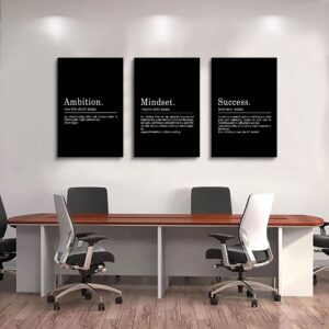 Inspirational Canvas Painting Wall Art -EPHANY ART,Mindset Quotes Prints, Success Framed Entrepreneur Poster Positive Quotes Wall Poster for Home Office Workplace (M-3pcs,12x16inchx3pcs)