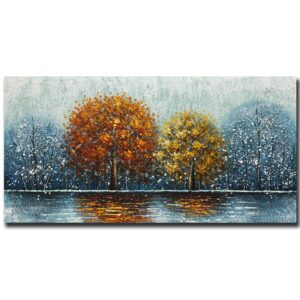 v-inspire art,24x48 inch modern abstract hand-painted oil painting tree art wall art for living room bedroom canvas for wall decorations