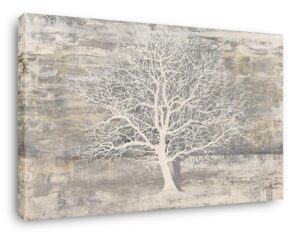 yihui arts tree of life canvas wall art hand painted grey white beige paintings modern abstract forest pictures artwork for living room bedroom office decoration