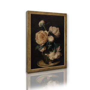 moody vintage flower print - dark floral still life picture - framed canvas prints wall art home decor - vintage landscape art print farmhouse painting