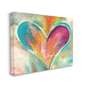 stupell industries abstract colorful textural heart painting canvas wall art design by artist kami lerner, 24 x 30, gallery wrapped canvas