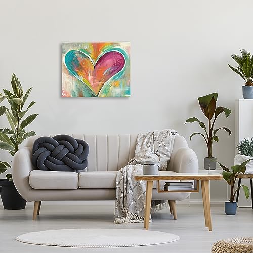 Stupell Industries Abstract Colorful Textural Heart Painting Canvas Wall Art Design By Artist Kami Lerner, 24 x 30, Gallery Wrapped Canvas