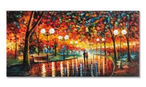 alenoss modern oil paintings on canvas large wall art 24x48 inches romantic abstract paintings contemporary art colorful artwork wall decor for bathroom living room