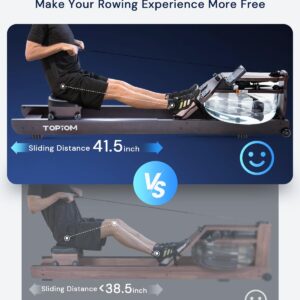 TOPIOM Water Rowing Machine with TM-3 Performance Monitor, 400 lbs Max Load, Oak Wood Rower Machine