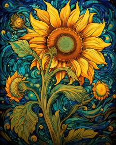 abstract sunflowers diy paint by numbers for adults graffiti flowers abstract diy oil painting acrylic paint art painting kits canvas with acrylic paints flower scenery art 16x20 inch（frameless）