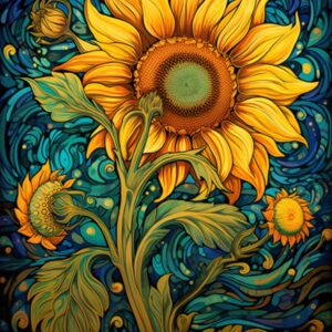 Abstract Sunflowers DIY Paint by Numbers for Adults Graffiti Flowers Abstract DIY Oil Painting Acrylic Paint Art Painting Kits Canvas with Acrylic Paints Flower Scenery Art 16x20 Inch（Frameless）