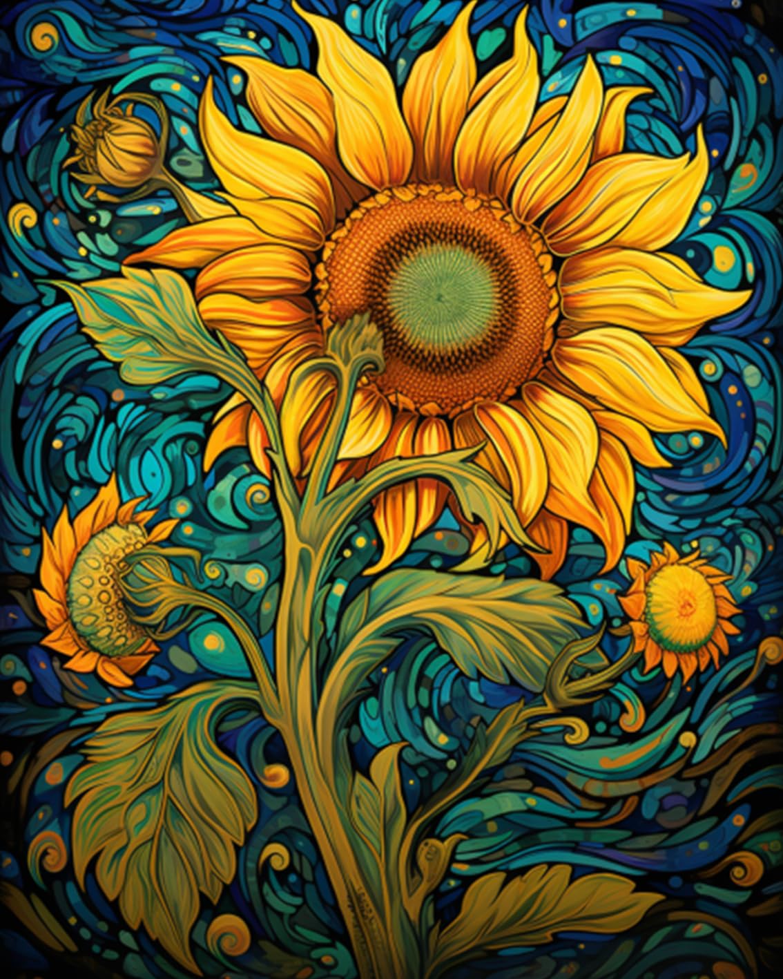 Abstract Sunflowers DIY Paint by Numbers for Adults Graffiti Flowers Abstract DIY Oil Painting Acrylic Paint Art Painting Kits Canvas with Acrylic Paints Flower Scenery Art 16x20 Inch（Frameless）