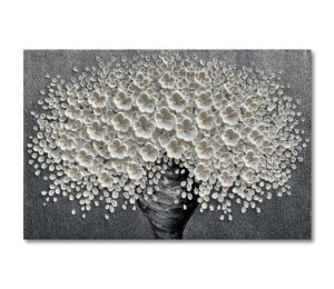 epicler 30x45 inch hand-painted oil painting, white bouquet oil painting, canvas wall decoration painting.